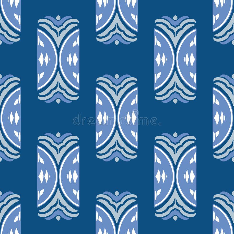 Classic Blue Hand Drawn Element Seamless Vector Pattern Stock Vector ...