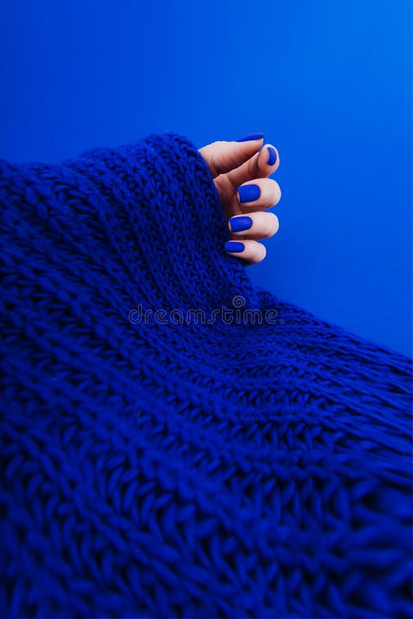 Classic Blue Manicure. the Trend of the Year. Color 2020 Stock Photo ...