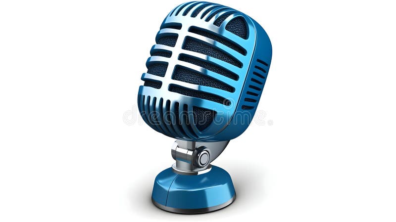 Classic Blue Microphone on White Background for Professional Audio ...