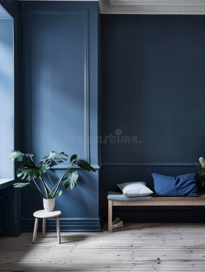 Classic Blue Panels and a Simple Bench Create a Timeless and Elegant ...