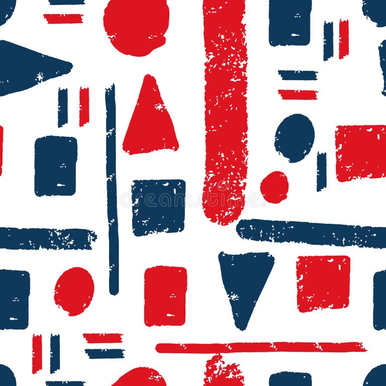 Classic Blue and Red Figures Repeat Pattern Print Background Design ...