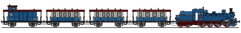 Classic blue steam train stock vector. Illustration of wagon - 69979119