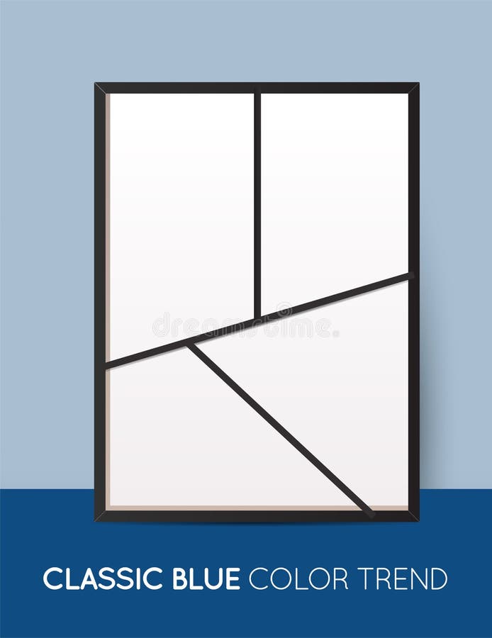 Classic Blue Trendy Color Vertical Collage Layout Template. Frames for ...