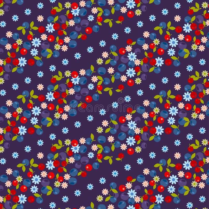 Classic Blueberries & Cranberry Seamless Pattern Stock Vector ...