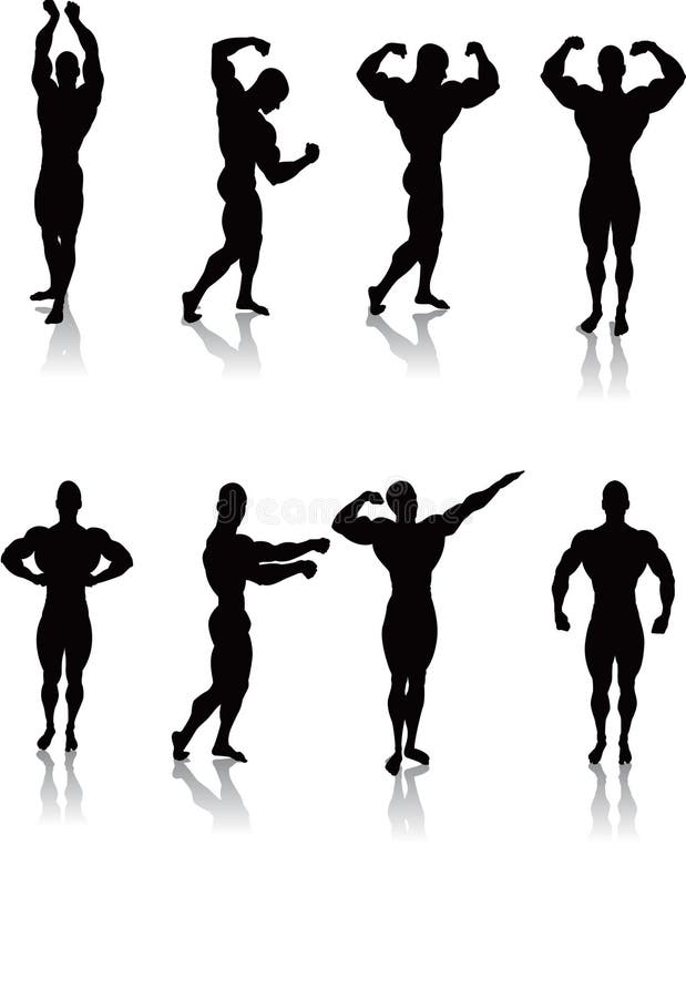Classic Bodybuilding Poses stock illustration. Illustration of ...
