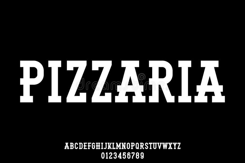 Classic Bold Slab Serif Pizza Shop Alphabet Display Font Vector ...