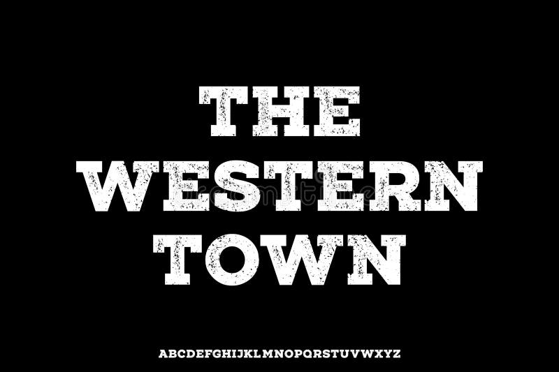 Classic Bold Slab Serif Western Style Alphabet Display Font Vector ...