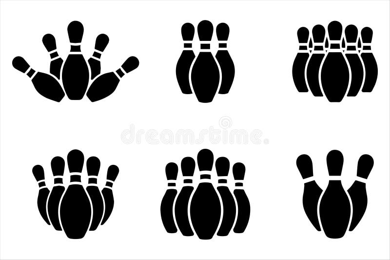 Classic Bowling Pin Arrangements Black Silhouette Vector Set Stock ...