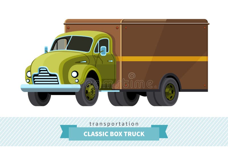 Classic Box Truck Front Side View Stock Vector - Illustration of auto ...