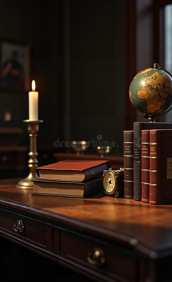 Old Study Desk Still Life stock illustration. Illustration of vintage ...