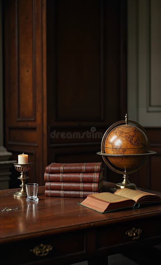 Old Study Desk Still Life stock illustration. Illustration of interior ...