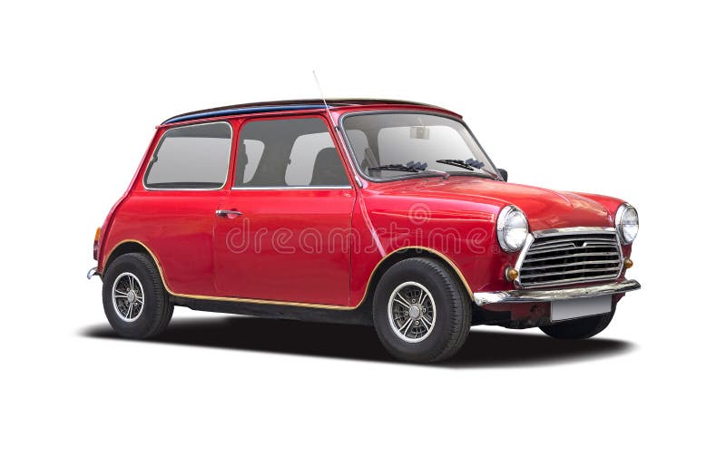 Classic Red Mini Cooper Side View Isolated on White Stock Image - Image ...