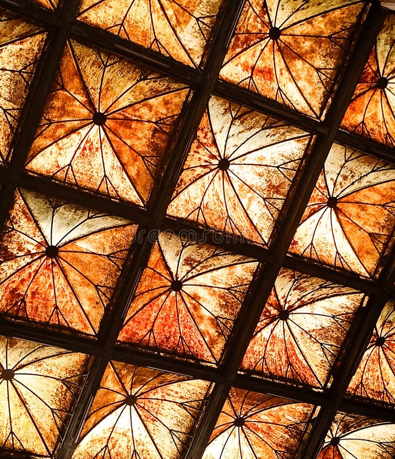 A Classic Brown Glass Roof with a Triangular Pattern Stock Image ...