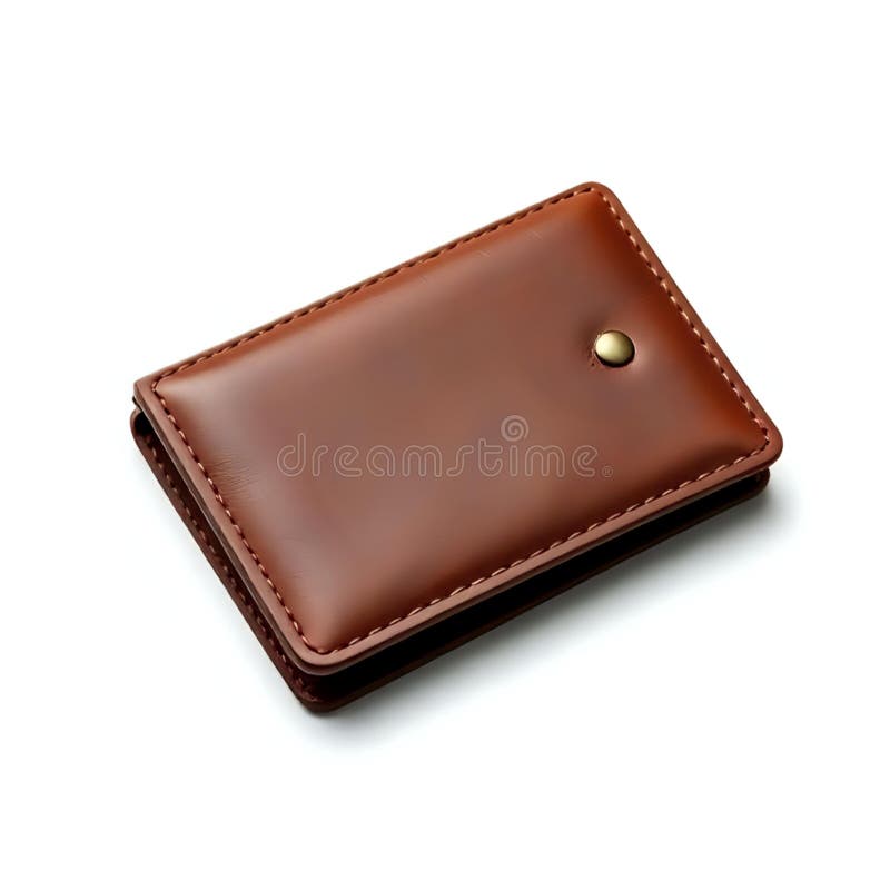 Classic Brown Leather Wallet with Brass Button Closure Stock Photo ...