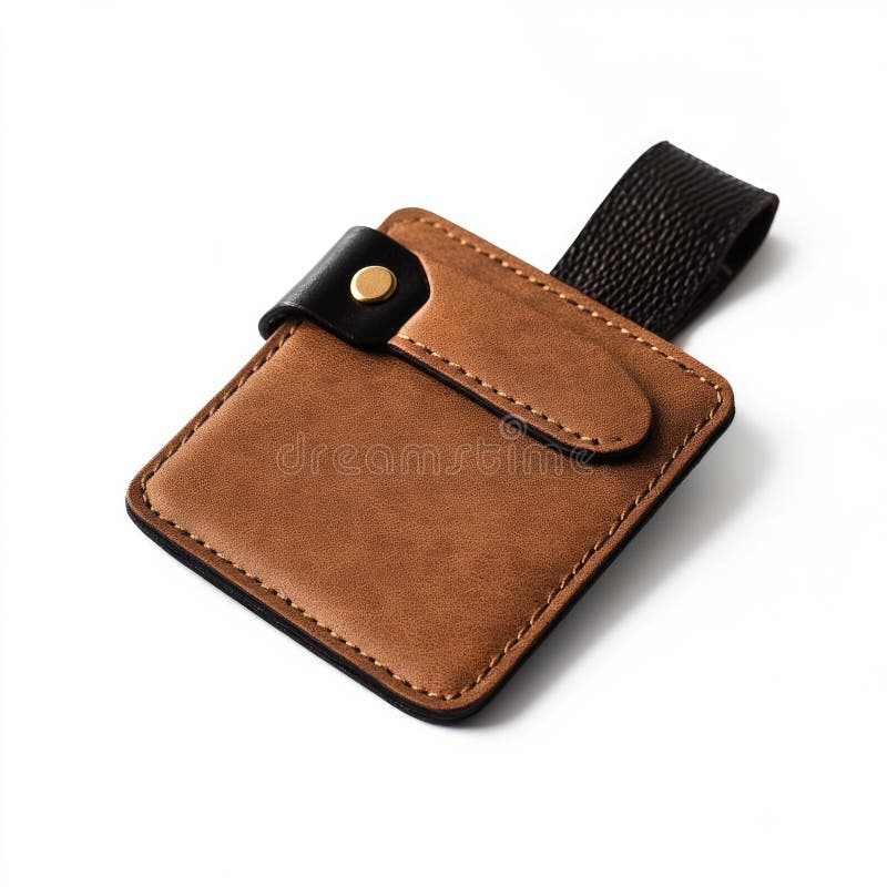 A Classic Brown Leather Wallet with a Simple Black Strap Stock Image ...