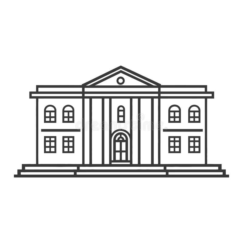 Classic Building Architectural Line Drawing Design Stock Vector ...
