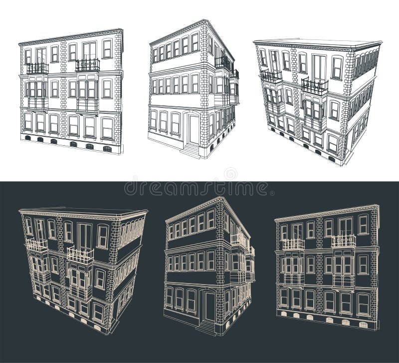 Classic building drawing stock vector. Illustration of american - 228192457