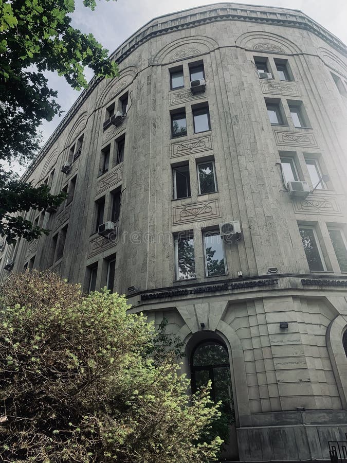 Classic Building with Greenery in Almaty Stock Photo - Image of history ...