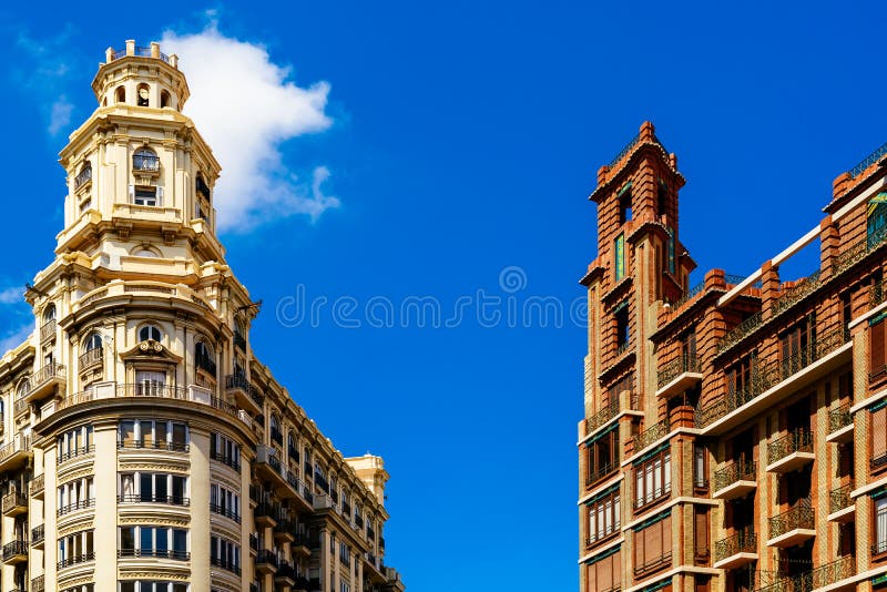 Classic Buildings Architecture in Valencia Stock Image - Image of ...