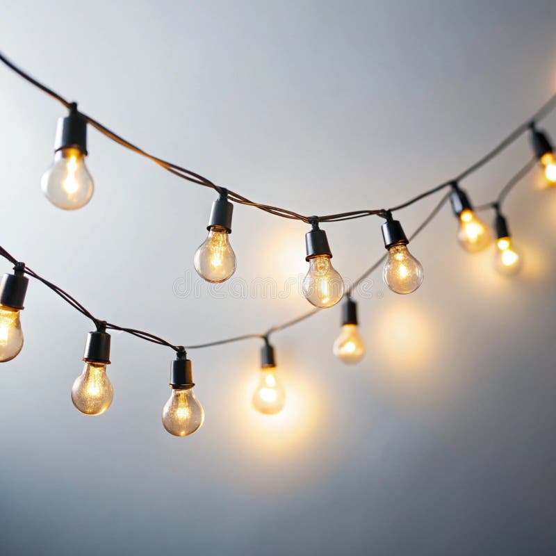 Classic Bulb String Lights with Warm Lighting and Green Wiring ...