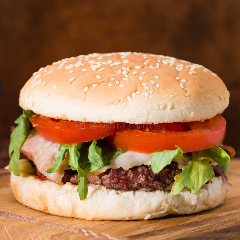 Classic burger close-up stock image. Image of classic - 120663297