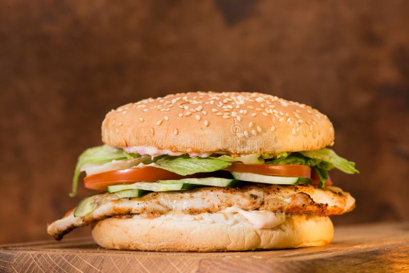 Classic burger close-up stock image. Image of sandwich - 120664391
