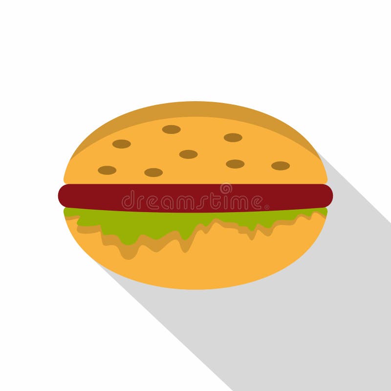 Classic Burger Icon, Flat Style Stock Vector - Illustration of cheddar ...