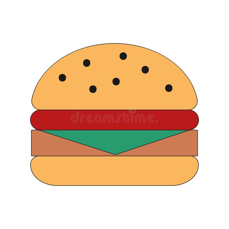 Classic Burger with Sesame Seed Bun, Vector Stock Vector - Illustration ...