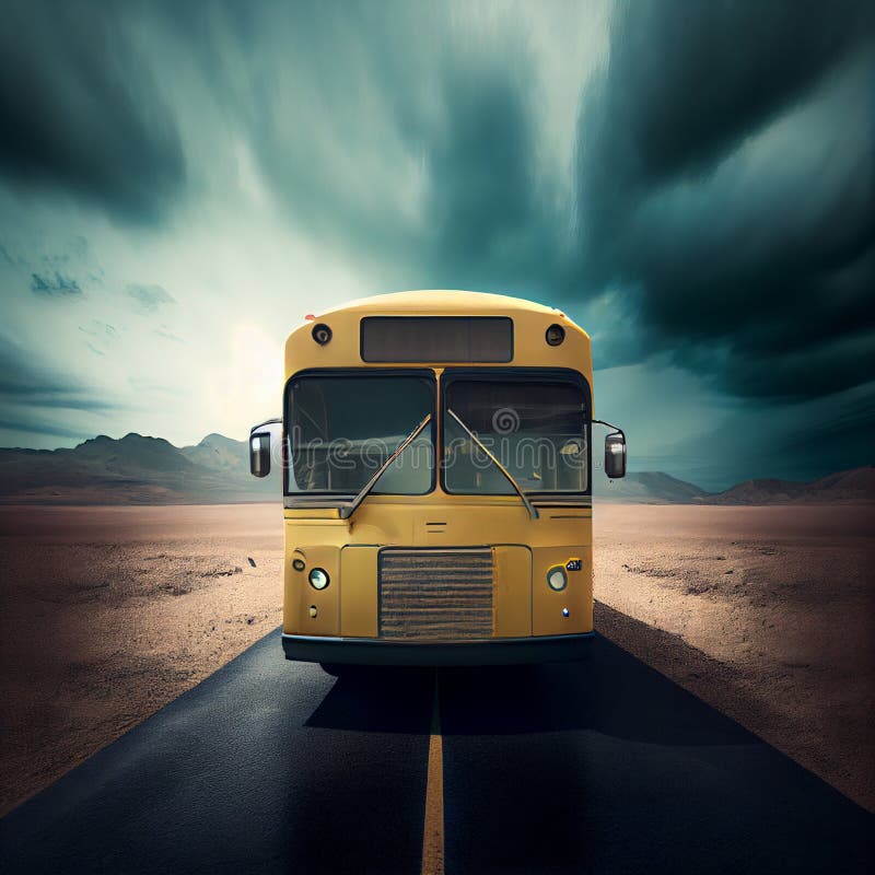 Classic Bus on Road stock illustration. Illustration of style - 266940518