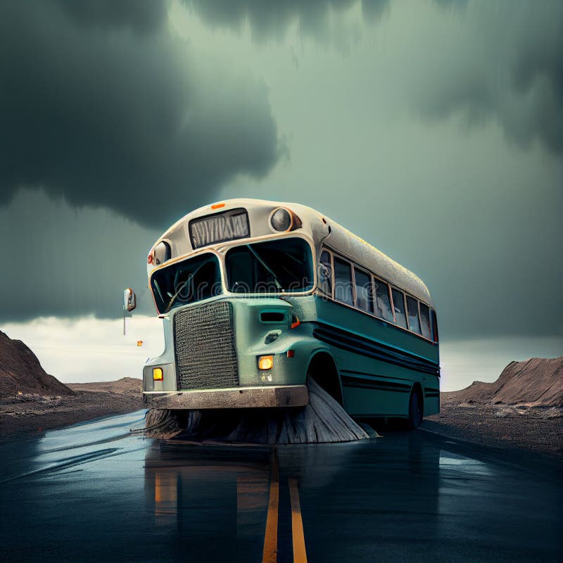 Classic Bus on Road stock illustration. Illustration of road - 266940614