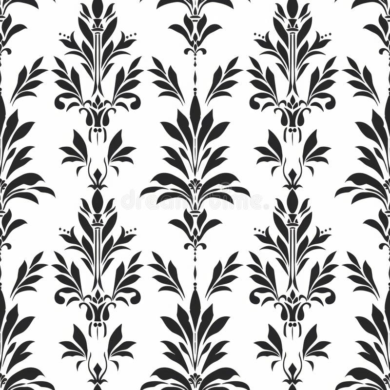 Classic BW Damask Seamless Pattern, Tileble Wallpaper for Hall Stock ...
