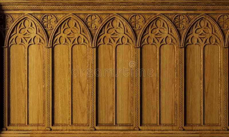 Classic Cabinet or Castle Wall Made of Gothic Wood Paneling Stock ...