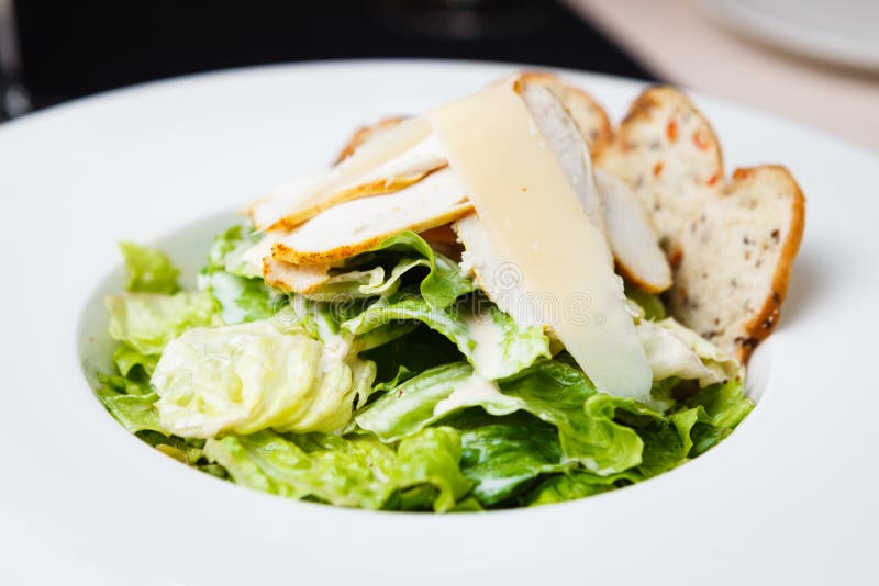 Classic Caesar salad stock image. Image of chicken, croutons - 107809309