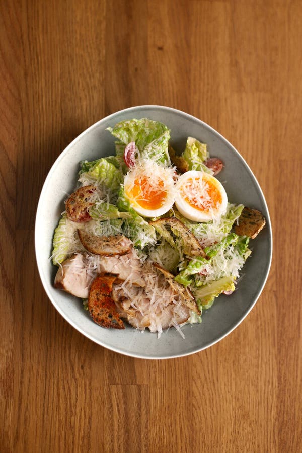 Classic Caesar Salad with Eggs Stock Photo - Image of menu, lunch ...