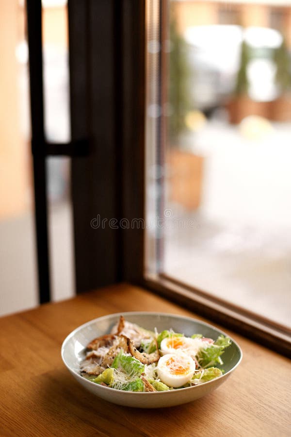Classic Caesar Salad with Eggs Stock Photo - Image of original, healthy ...