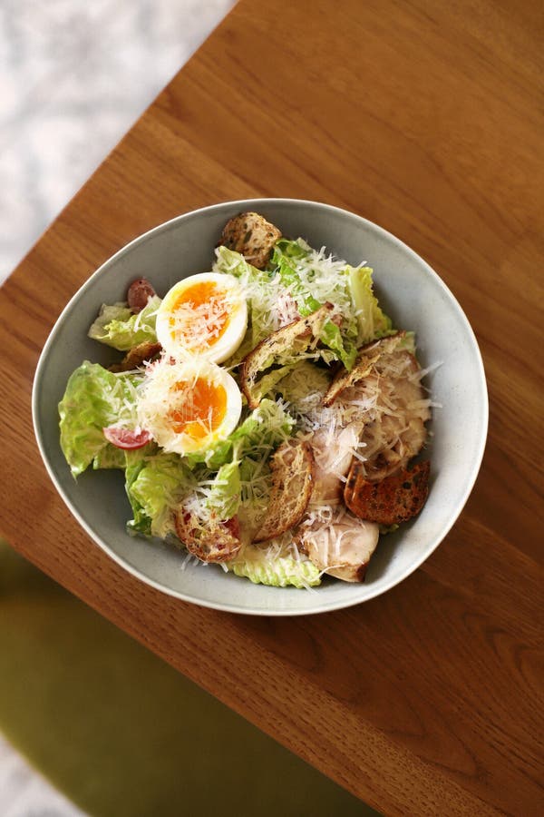Classic Caesar Salad with Eggs Stock Image - Image of gourmet, crouton ...