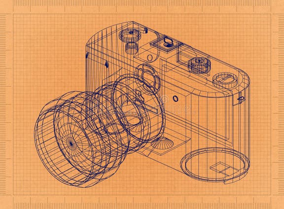 Classic Camera - Retro Blueprint Stock Illustration - Illustration of ...