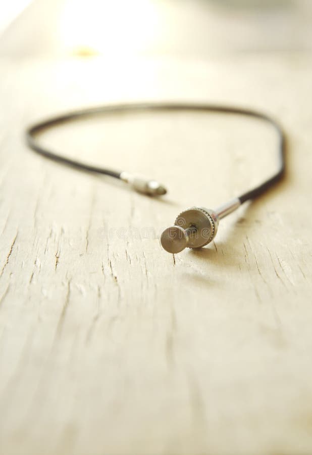 Classic Camera Shutter Cable Released on Wooden Board Stock Image ...