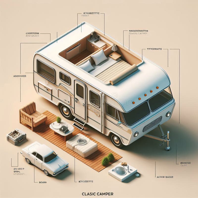 Classic Camper a Compact Streamlined Design with a Simple Layout Stock ...