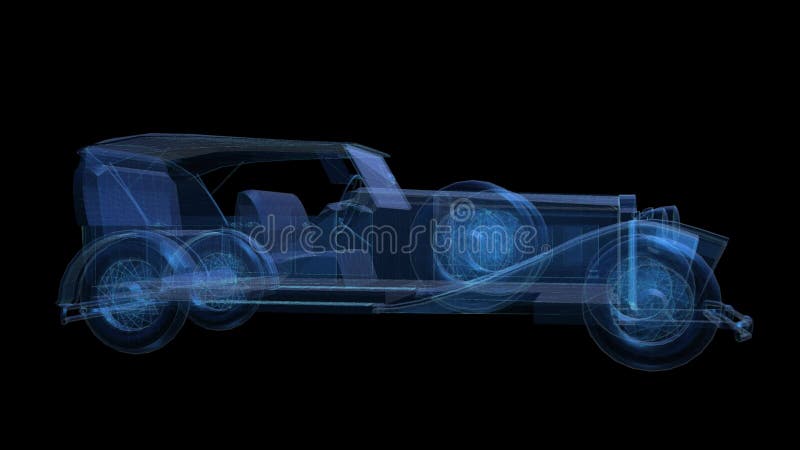 Classic Car. Model Retro Car in Motion, Lines and Points Connected To ...