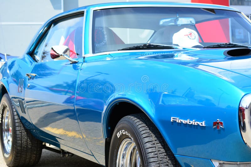 Classic Car Blue Firebird Pontiac Editorial Photography - Image of ...