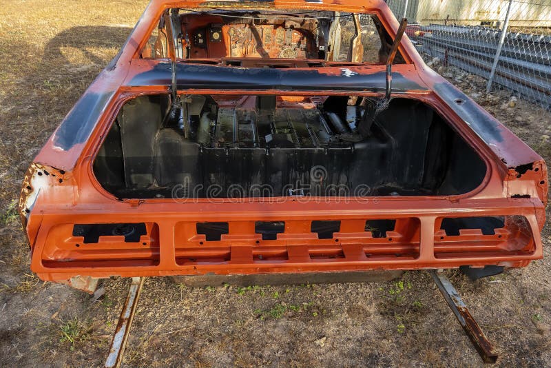 Classic Car Boot Open To Show Interior Stock Image - Image of backyard ...