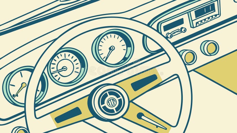 Classic Car Dashboard and Steering Wheel Pattern, Vector Design ...