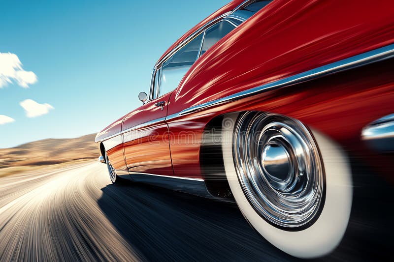 Classic Car Driving Fast in the Desert, AI Generated Stock Illustration ...