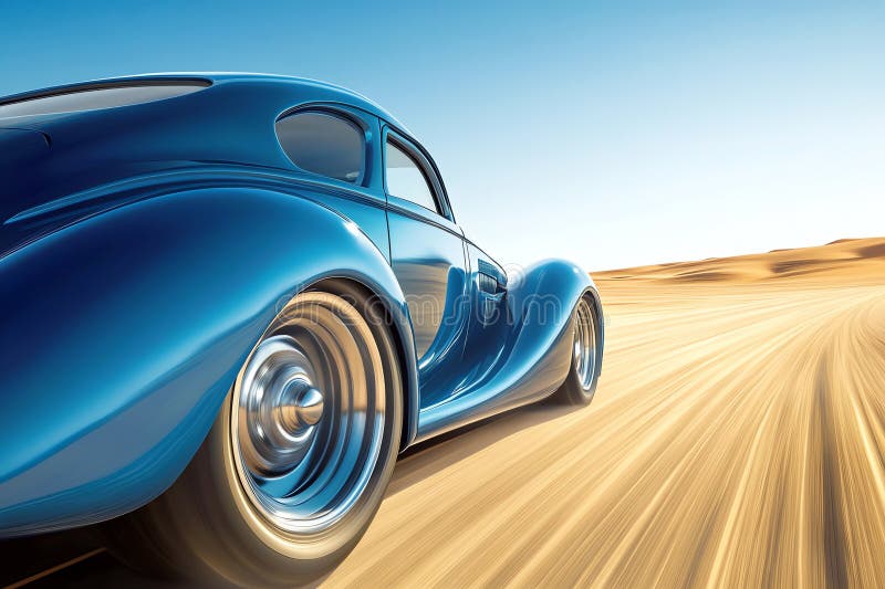 Classic Car Driving Fast in the Desert, AI Generated Stock Illustration ...