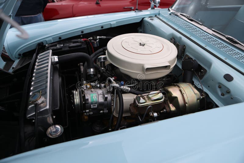 Classic Car Engine at the Car Show at Java Jacks, Isleton, California ...