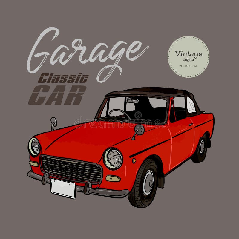Classic Car, Hand Draw Sketch Vector Stock Vector - Illustration of ...