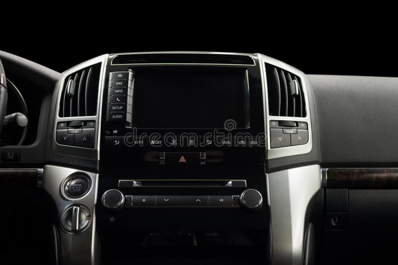 Classic Car Inside. Multimedia Screen Close-up. Interior Detail. Stock ...
