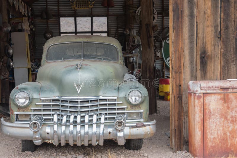 Classic Car in an Old Garage Stock Image - Image of deserted, auto ...