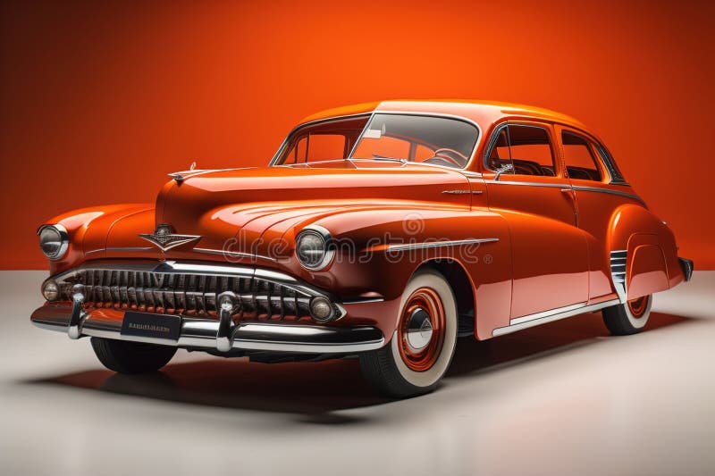 Classic Car on a Orange Background. Generative Ai Stock Illustration ...